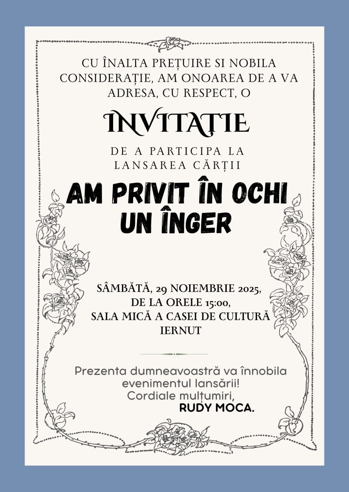 Lansare de carte la Iernut: „Am privit în ochi un înger”, invitație la ...